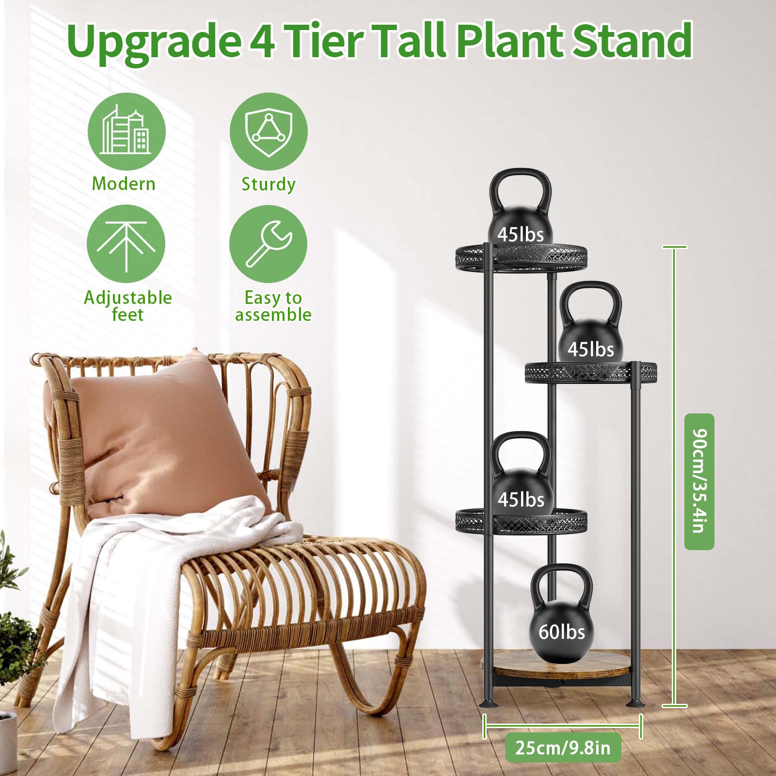 4 Tier Metal Plant Stands Indoor Clearance, Oppro Tiered Corner Tall ...