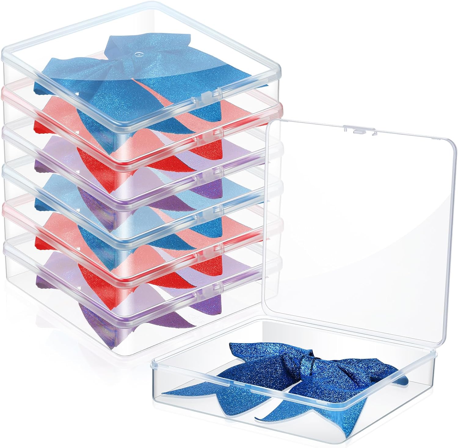 Amazon.com : GlikCeil 6 Pcs 7'' x 7'' Cheer Bow Box Portable Case Clear ...