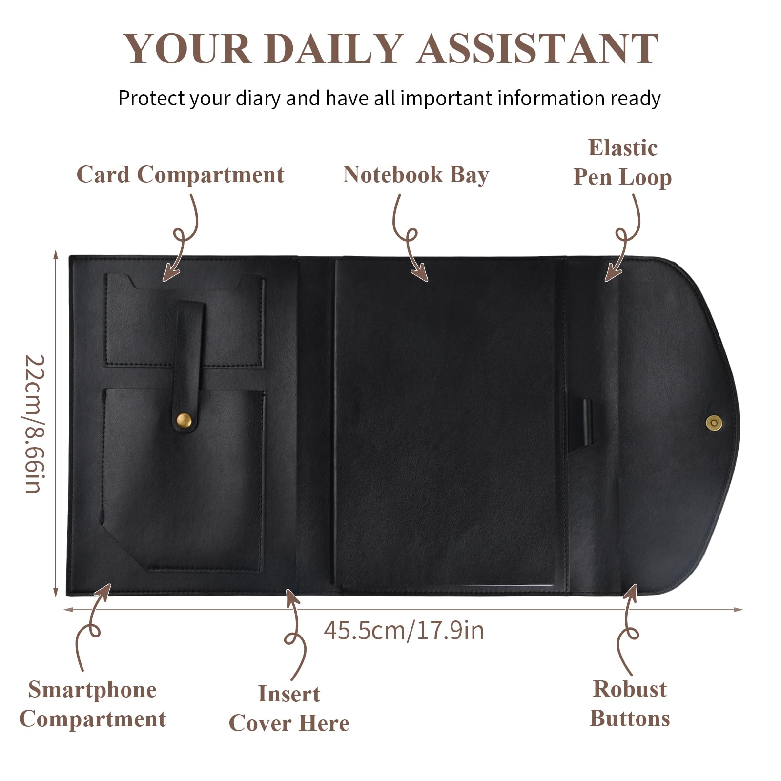 Hanunalir A5 Book Cover Made from Vegan Leather (Pu), Book Bag with ...