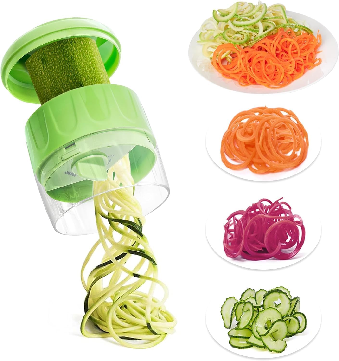 Handheld Spiralizer, 3-in-1 Spiralizer for Veggie Noodles with Comfort ...