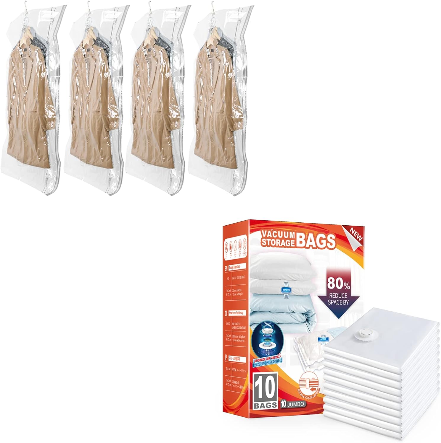 Amazon.com: TAILI Hanging Vacuum Storage Bags 4 Pack 53x27.6 inch and ...