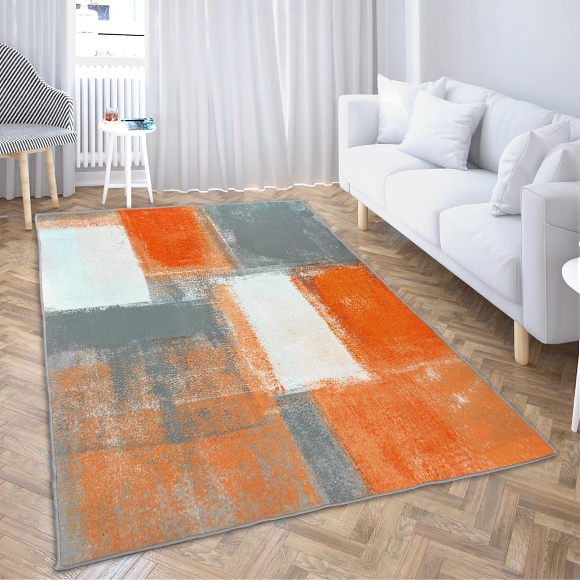Amazon.com: Masada Rugs, Modern Contemporary Area Rug, Orange Grey ...