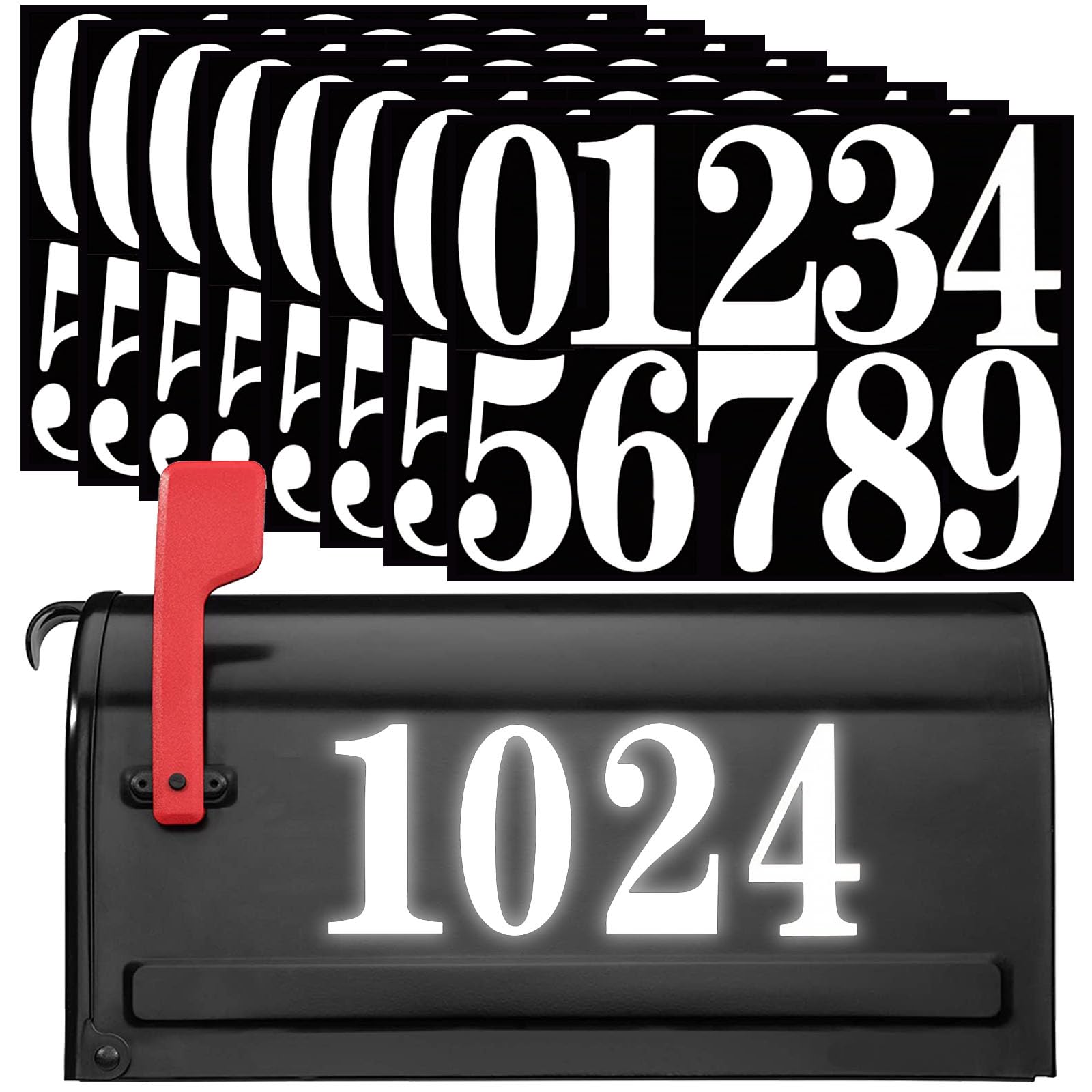 Mailbox Numbers Stickers, 8 Sets Large 4 inch 0-9 Adhesive House ...