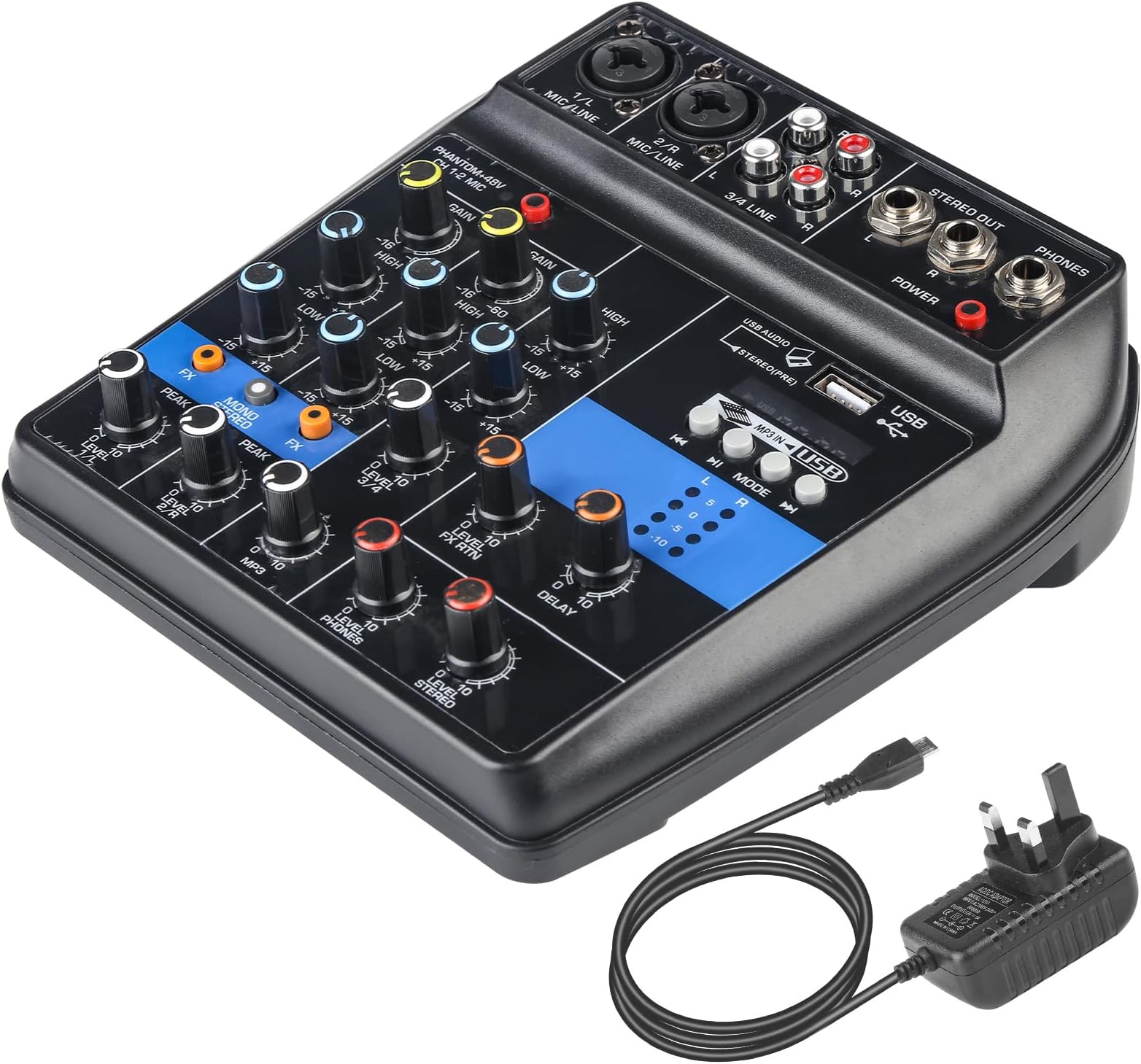 Audio Mixer Channel, Sounds Mixer for Streaming. Mixing Board Console With DJ Mixer 4 Channel ...