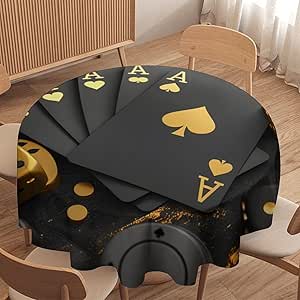 Amazon.com: TOWINSFB Funny Playing Card Round Tablecloth Fantasy Money ...