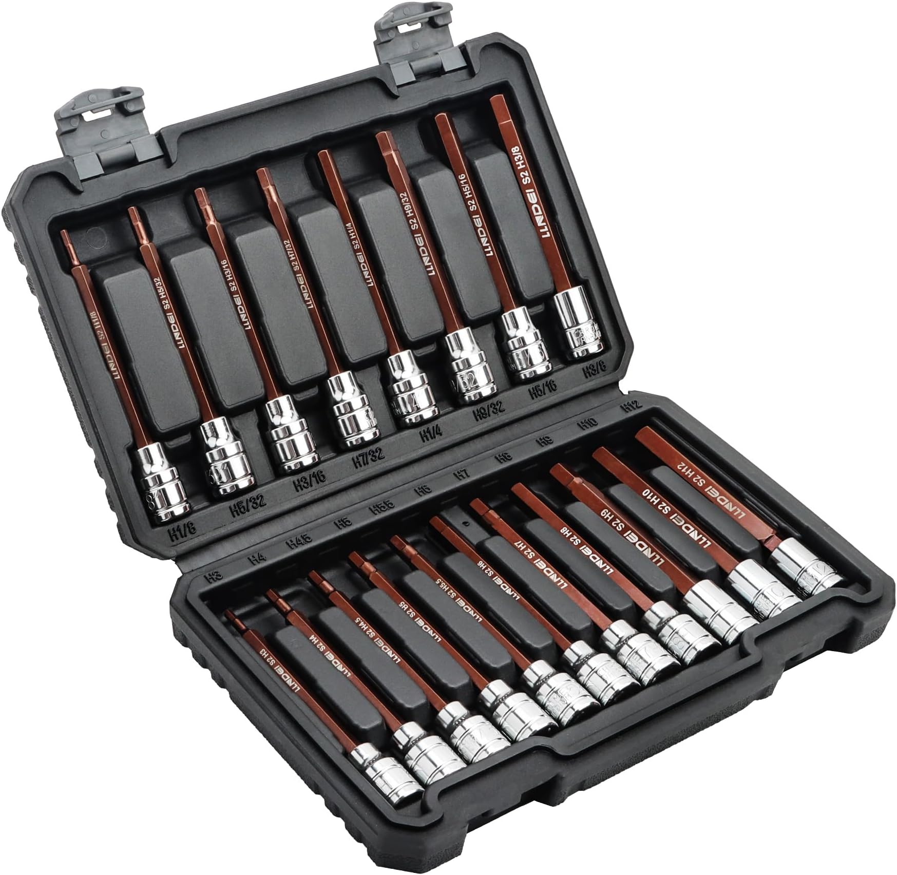 LLNDEI 3/8-Inch Drive Extra Long Allen Hex Bit Socket Set 19PCS ...