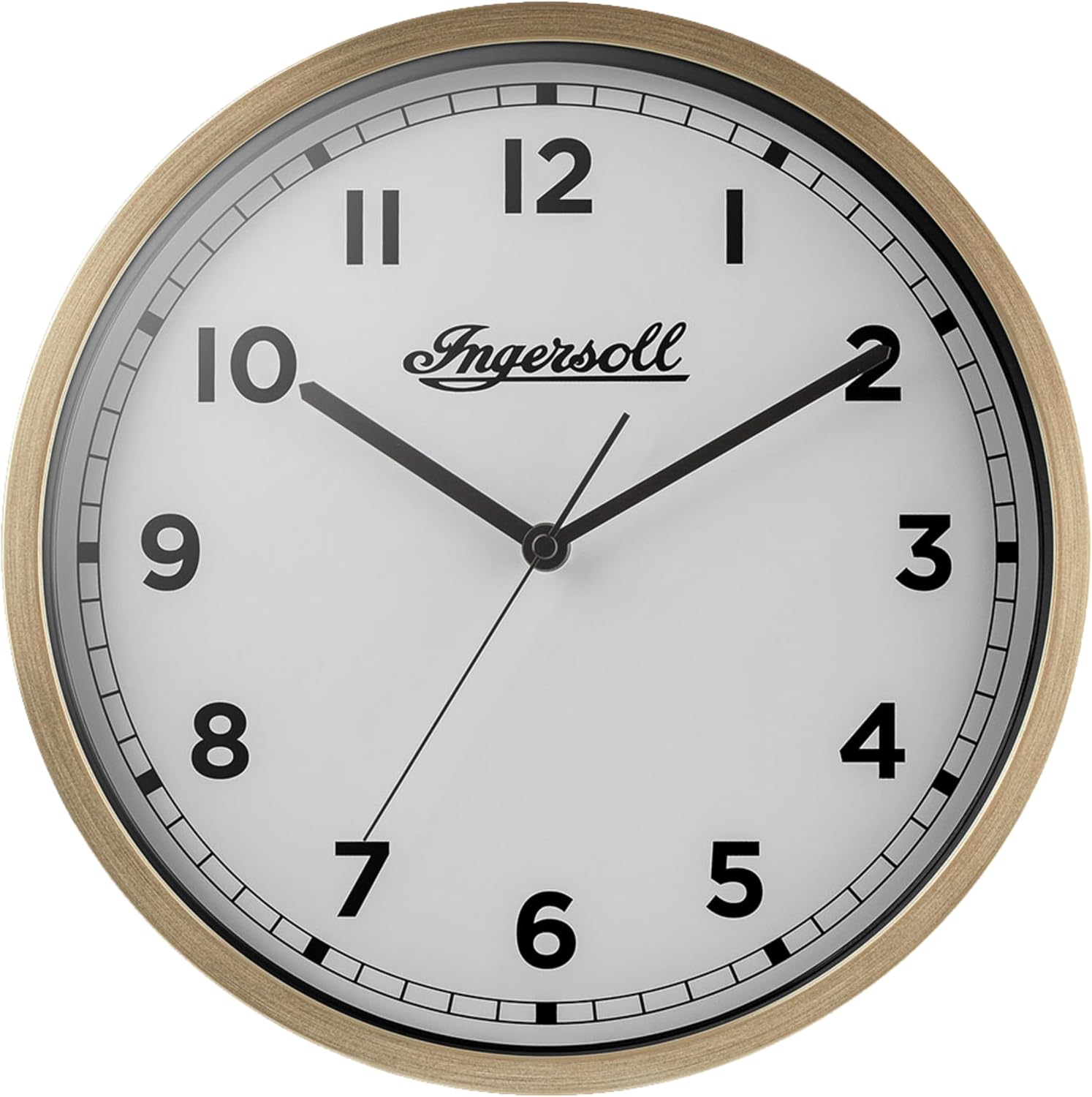 Ingersoll Analogue Wall Clock, Easy To Read, 30cm Diameter in Gold ...