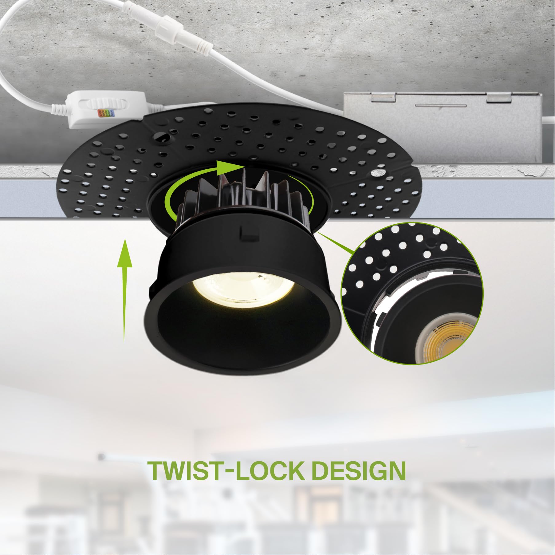 Snapklik.com : ASD Trimless 3 Inch LED Recessed Light, 12W 120V Ceiling ...