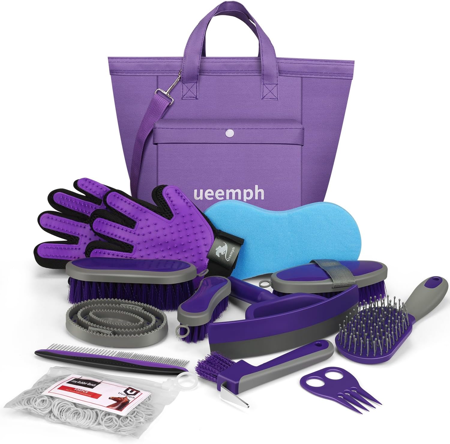 Amazon.com: Ueemph Horse Grooming Kit (12-Piece): Brushes, Storage Bag ...