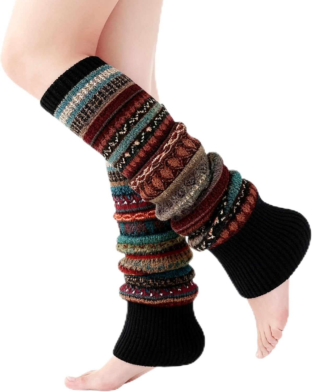 1 Pair Women's Leg Warmers, Bohemian Style Knitted Boot Cuffs, Soft and ...