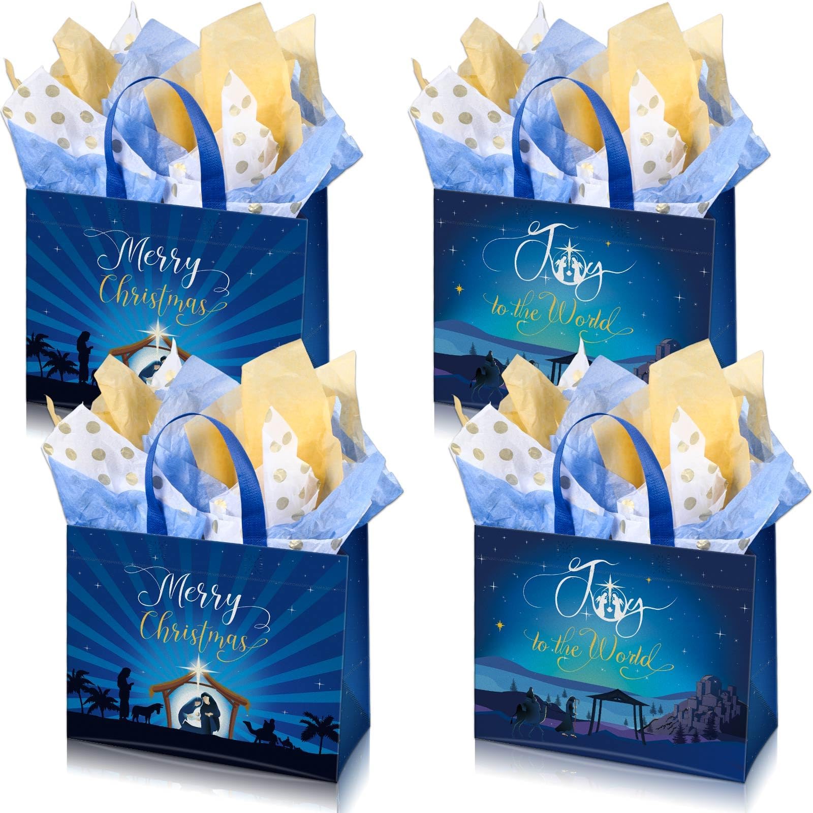 Amazon.com: Hosuly 20 Pcs Large Christmas Nativity Gift Bags Joy to the ...