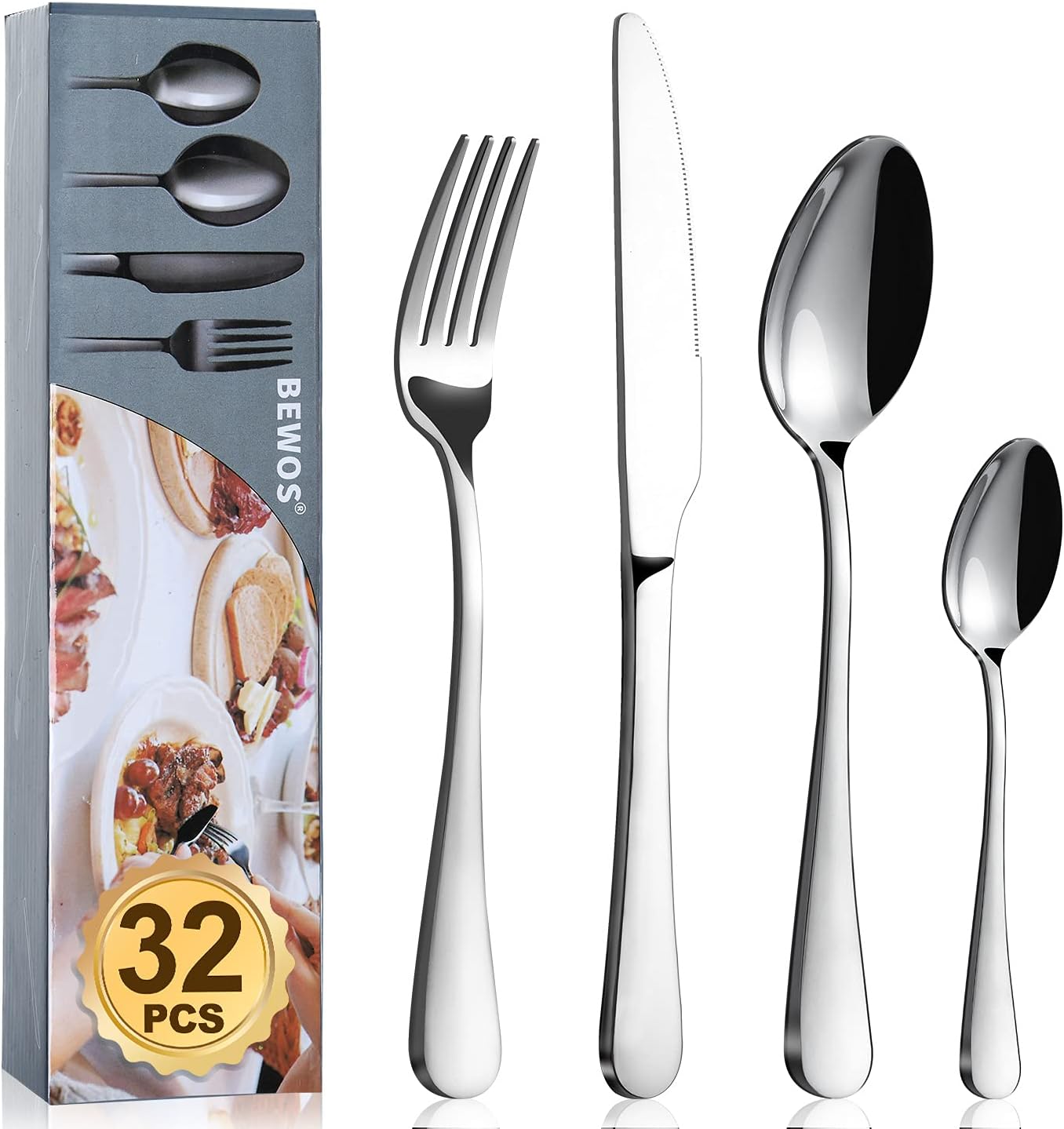 EXZACT Cutlery Set Forged Stainless Steel 24pcs - 6 x Forks, 6 x Table ...