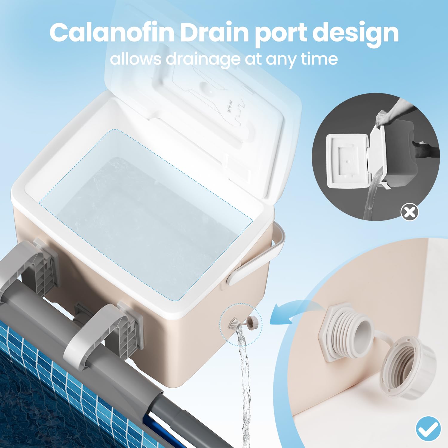 Snapklik.com : Calanofin Pool Cooler, 13.7 Quart Hard Cooler Box ...
