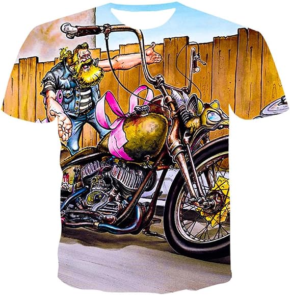 ZTIANEF 3D Digital Motorcycle Men's Graphic Tees - Design Graphic T ...