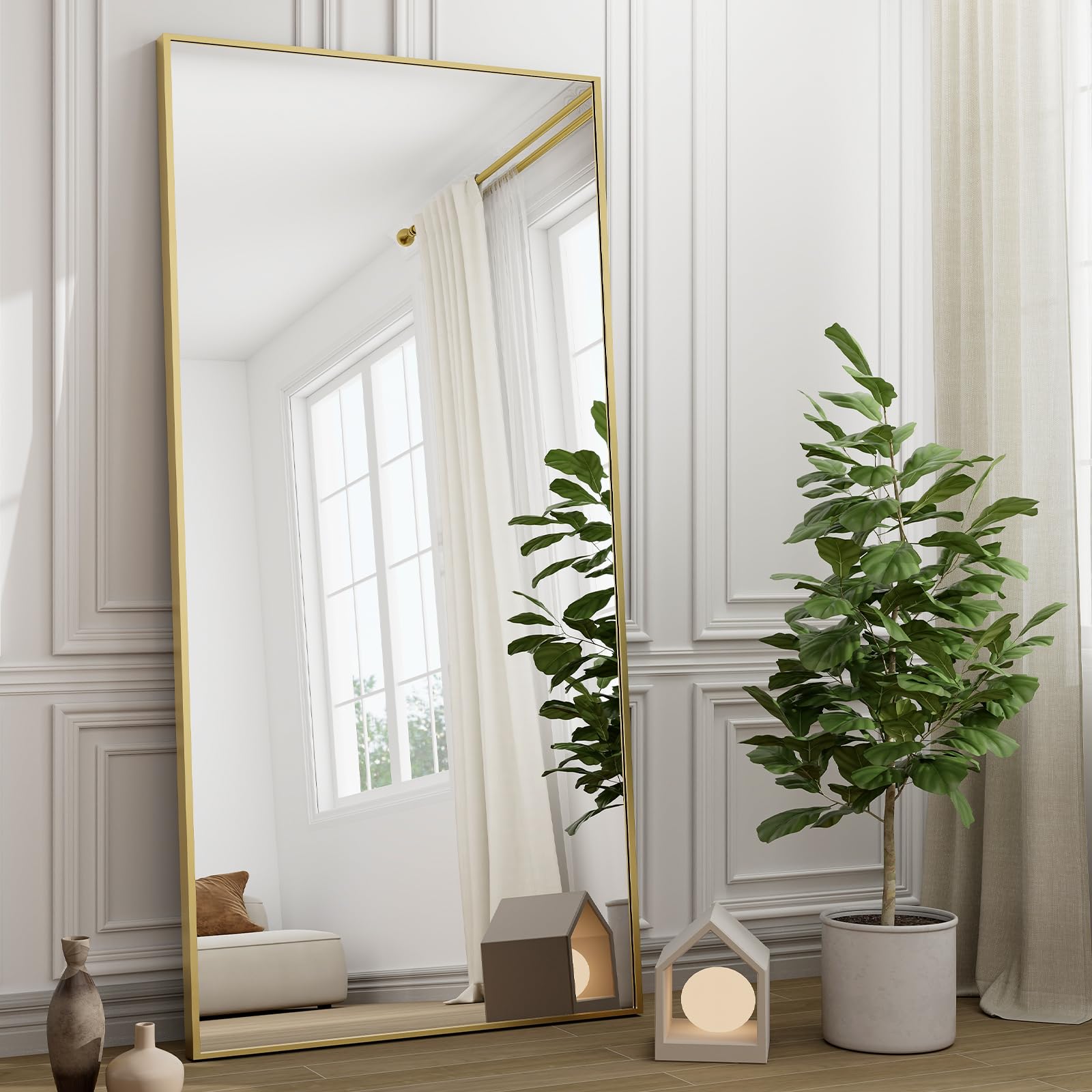 30"x71" Full Length Mirror Aluminum Frame Gold Wall Mirrors Wall ...