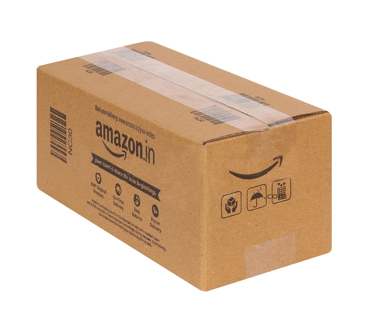 Prockage Amazon Branded 3 Ply | NC - 30 | Corrugated Box | Size: 27.9L ...