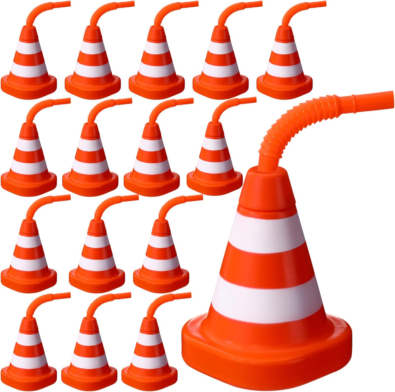 Amazon.com: 16 Pack Construction Cone Cups with Straws Bulk, Traffic ...