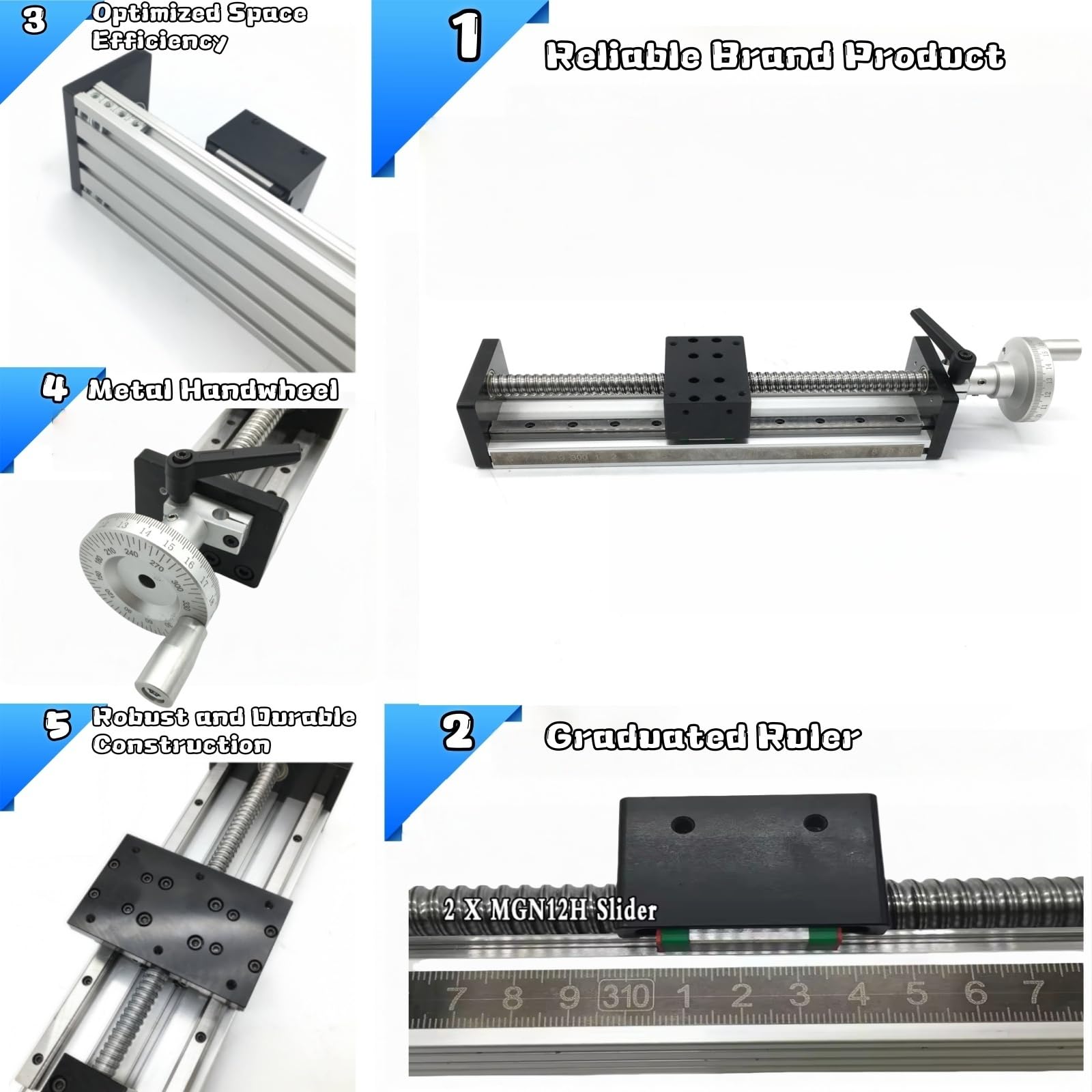 Snapklik.com : TOSEASTARS 12" 300mm Stroke Manual Linear Rail Slide ...
