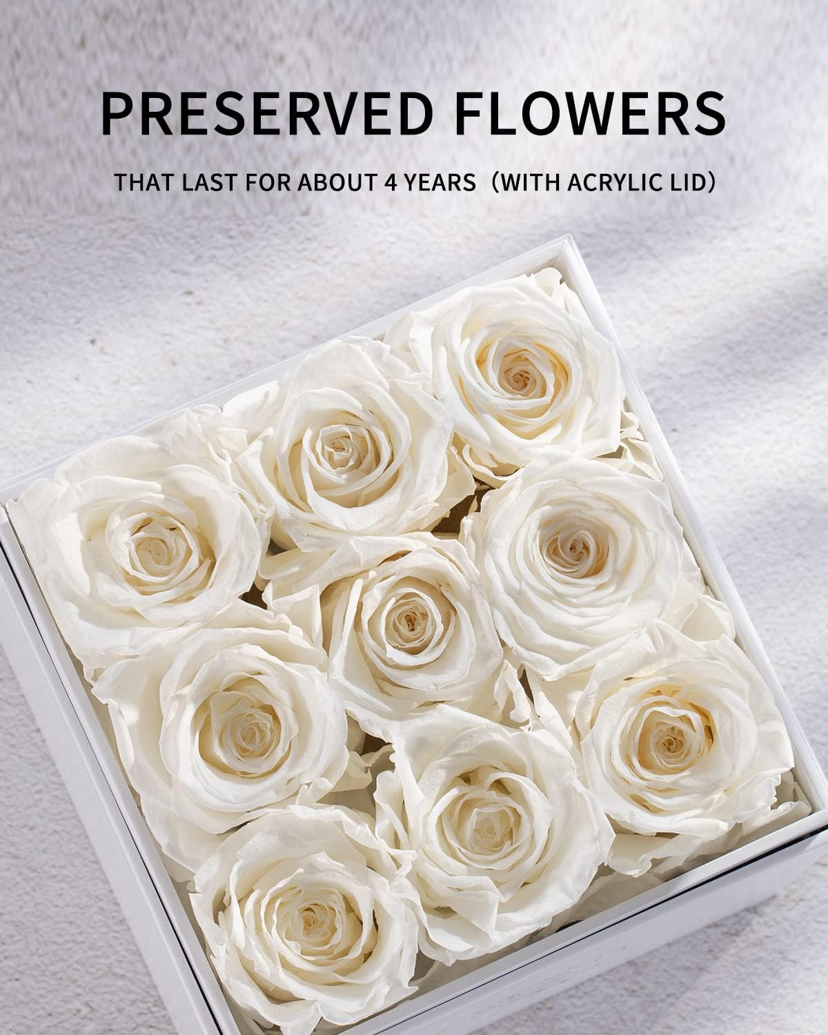 DuHouse 9 rosas preservadas en caja acrílica, flor eterna que dura 4 ...