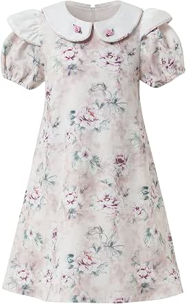 Amazon.com: Generic Girls Summer Floral Dress Round Neck Bubble Short ...