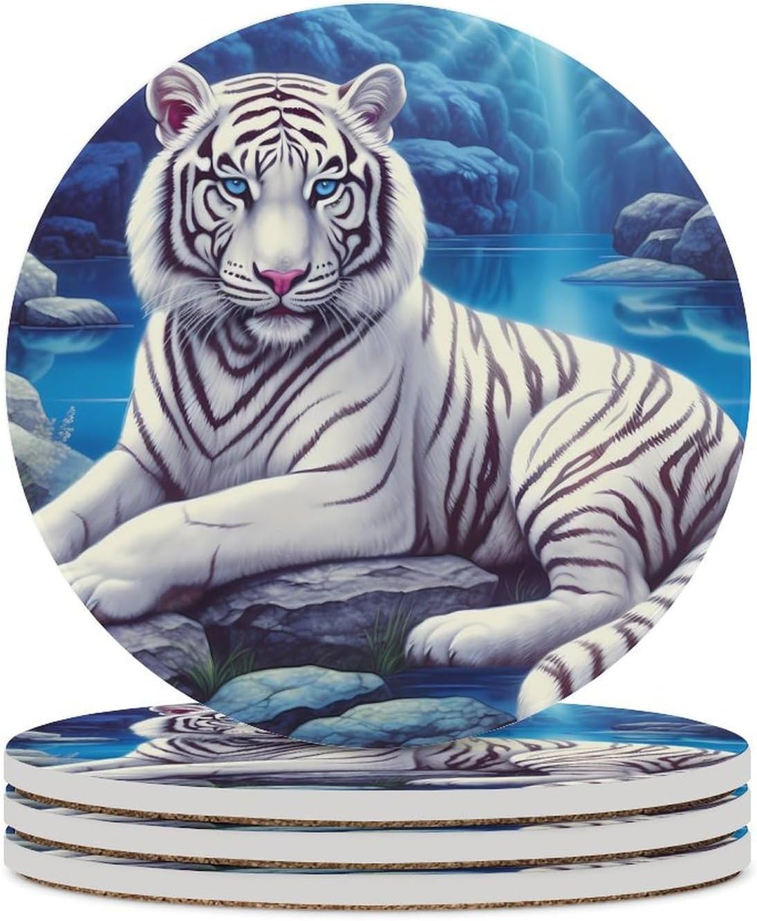 Wildlife Siberian White Tiger Coasters for Drinks Ceramic Coasters Cup ...