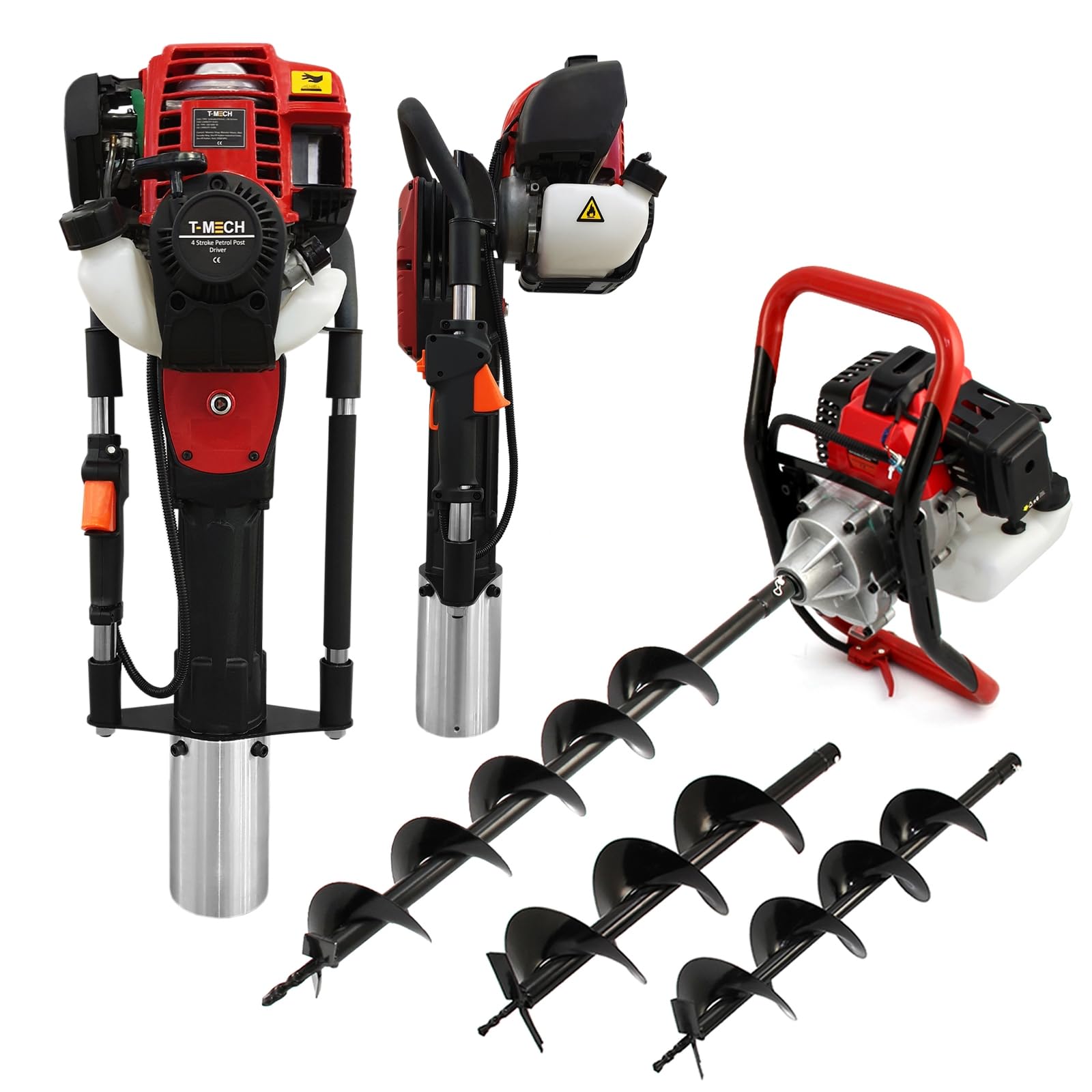 T-Mech Earth Auger and Petrol Post Driver Garden Post Hole Digger 52cc ...