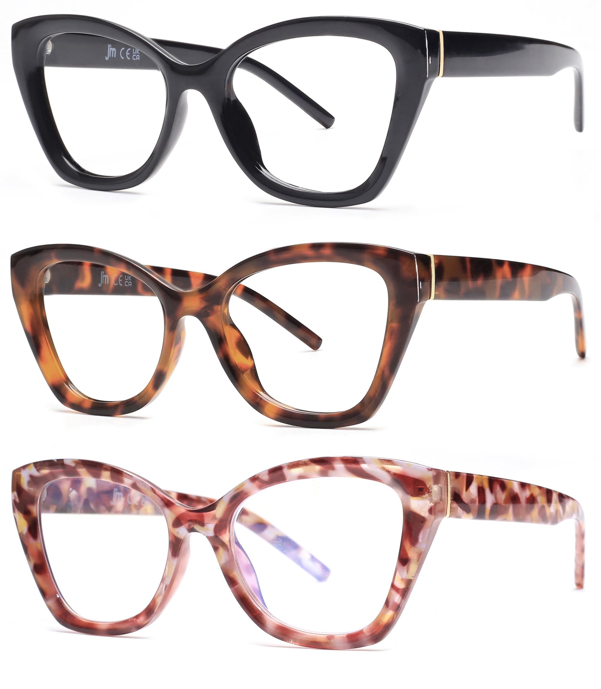 JM 3 Pack Oversized Reading Glasses for Women, Trendy Oprah Style Cat ...
