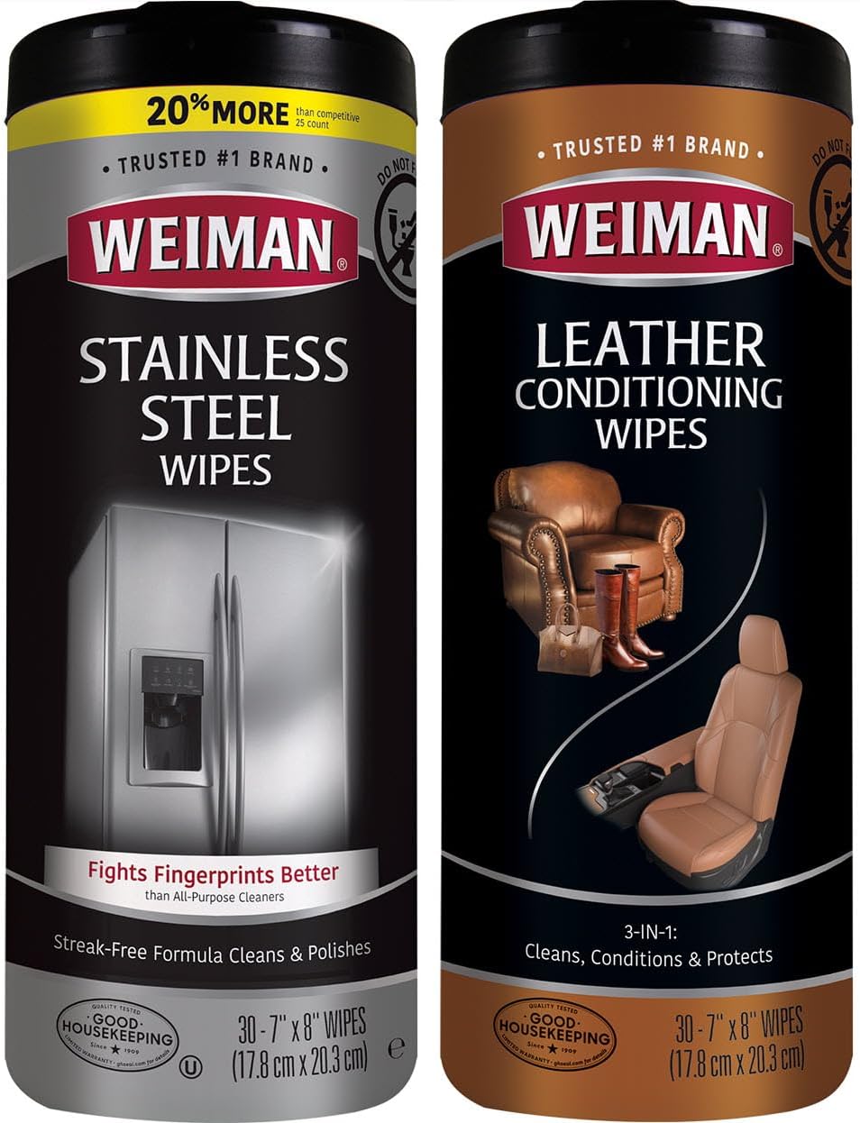 Amazon.com: Weiman 92CT Stainless Steel Wipes, 7 x 8, 30/Canister, 4 ...