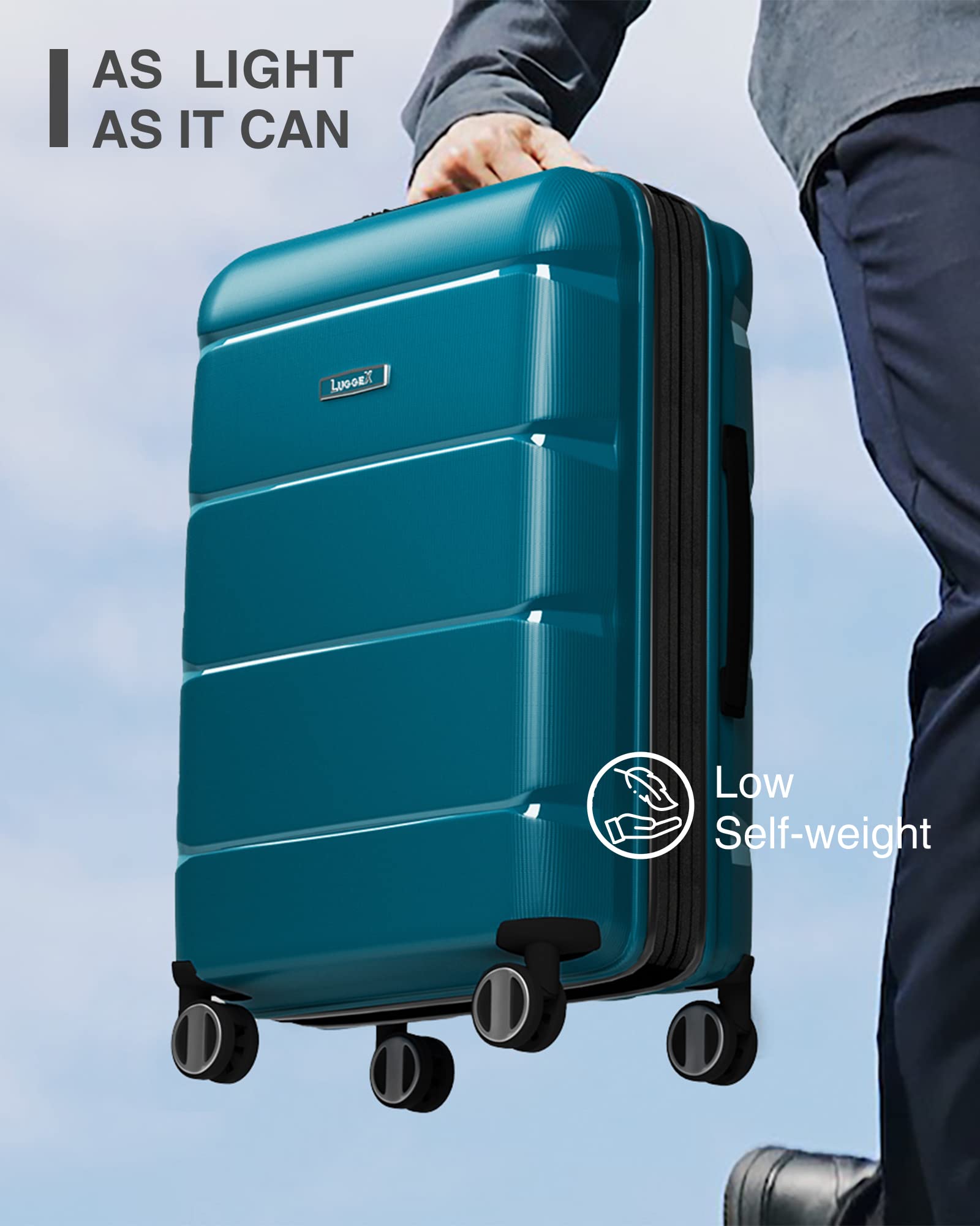 ( only one bag ) LUGGEX Expandable Carry On Luggage - PP Hard Sided ...