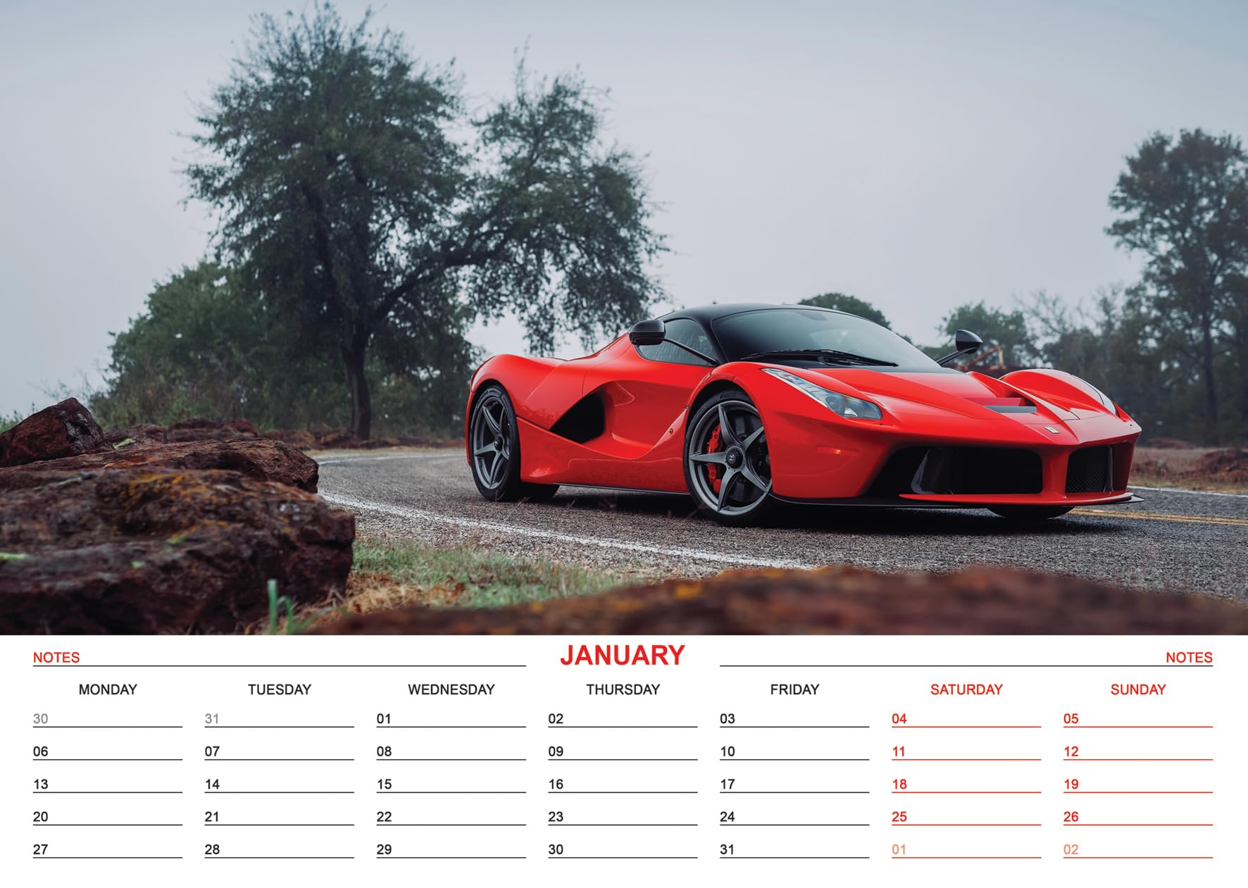 Ferrari 2025 – A3 Size Wirobound Calendar – BigaMart