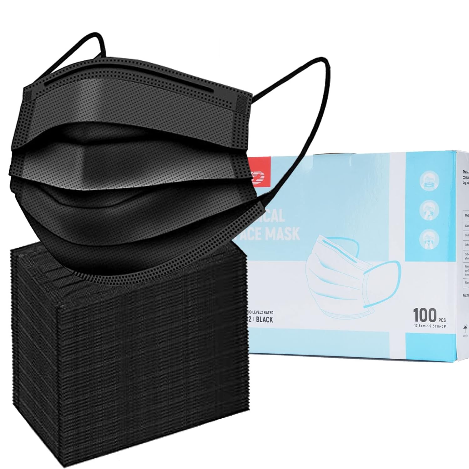 Amazon.com: ZD Black Disposable Face Masks 100 Pcs, Breathable Face ...