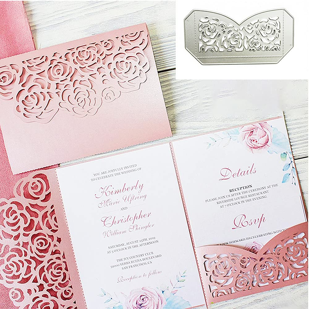 Amazon.com: Wedding Invitation Card Base Cutting Dies, Flower Wedding ...