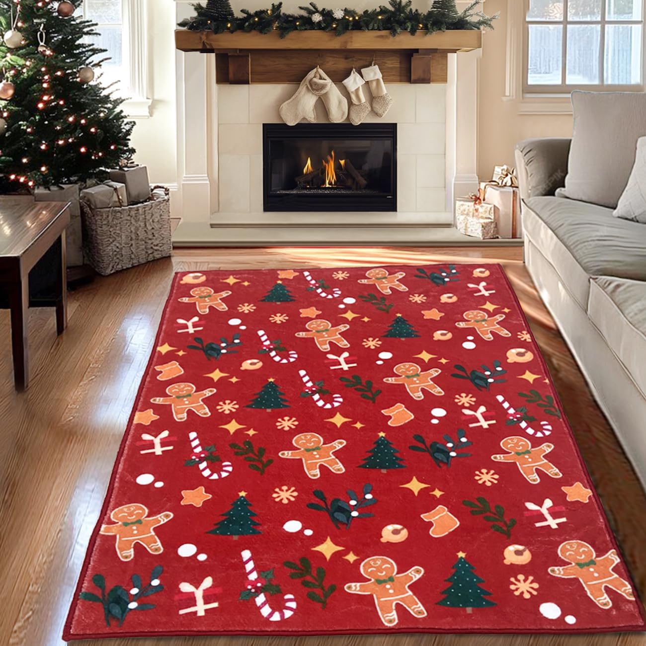 Amazon.com: Christmas Gingerbread Area Rugs 4x6 Machine Washable High ...