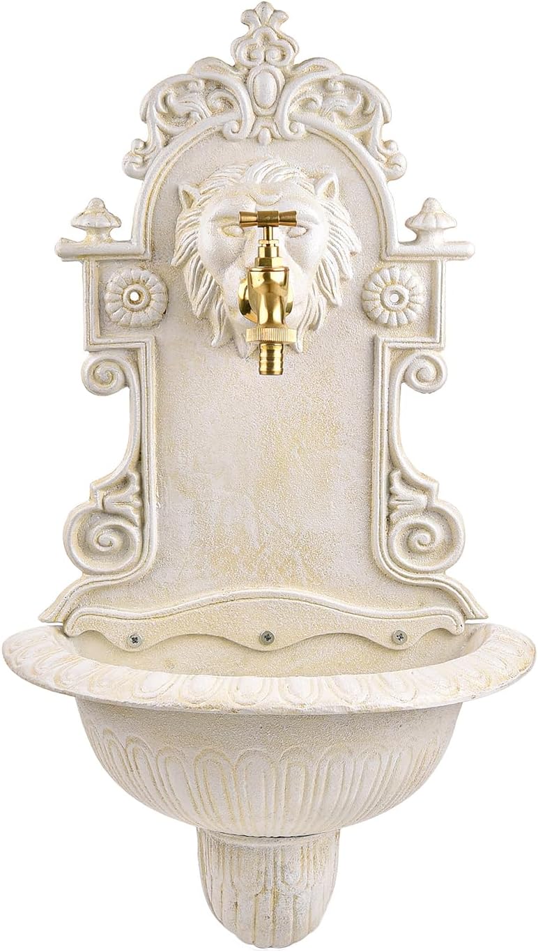 Amazon.com: Sungmor Cast Iron Wall Mounted Water Fountain Outdoor ...