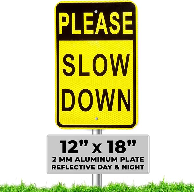 Amazon.com: Please Slow Down Sign for Neighborhood Safety - 12"x18 ...