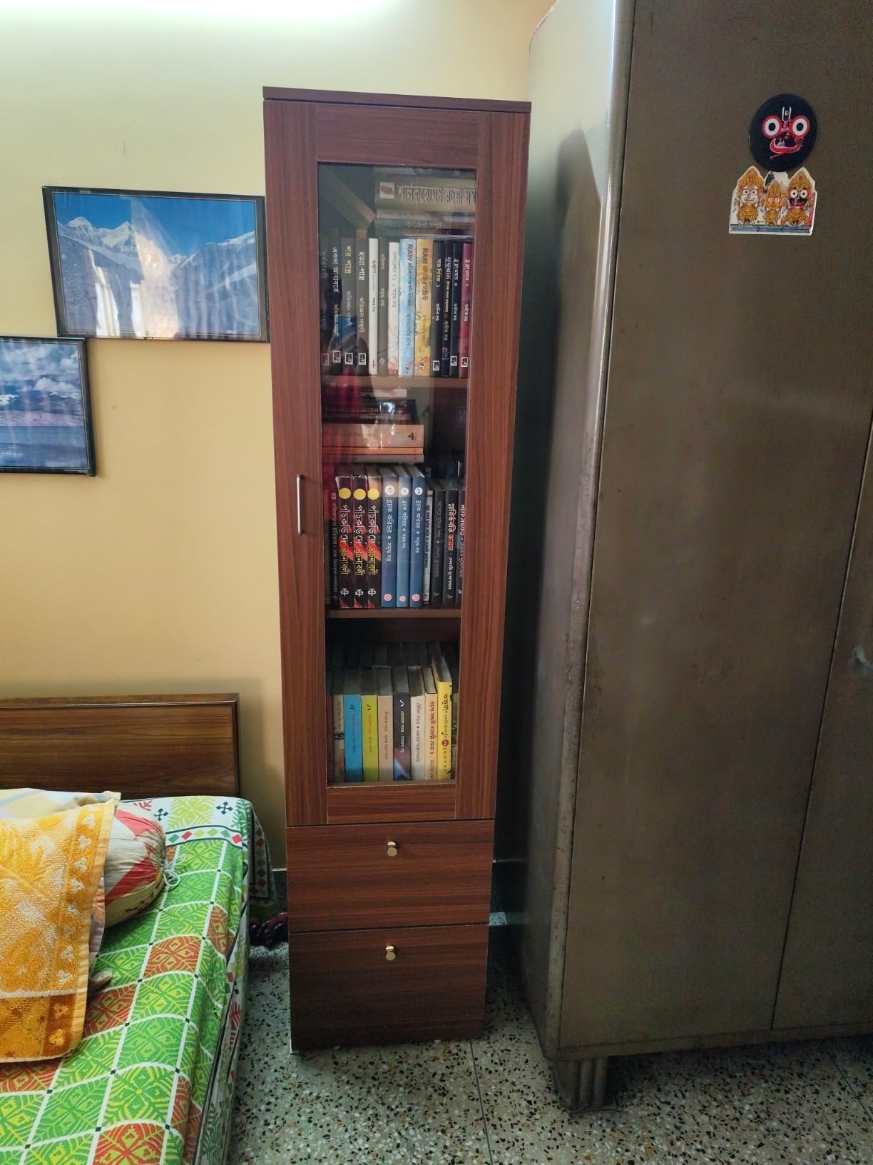 GRATUS Glass Bookshelf for Multipurpose Bookcase | Wooden Modern ...