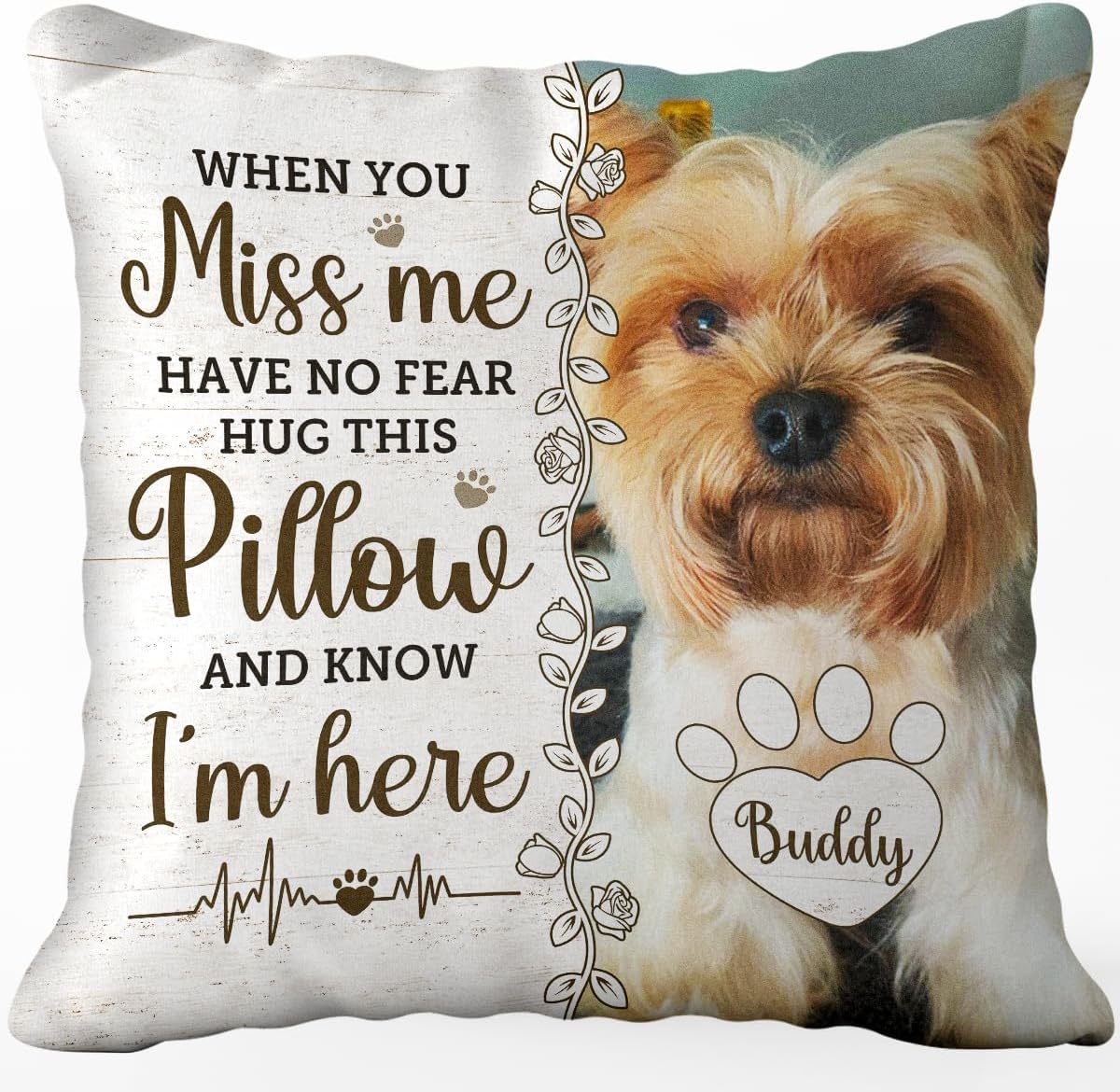 Pawfect House Personalized Pet Memorial Throw Pillow with Photo (Insert ...
