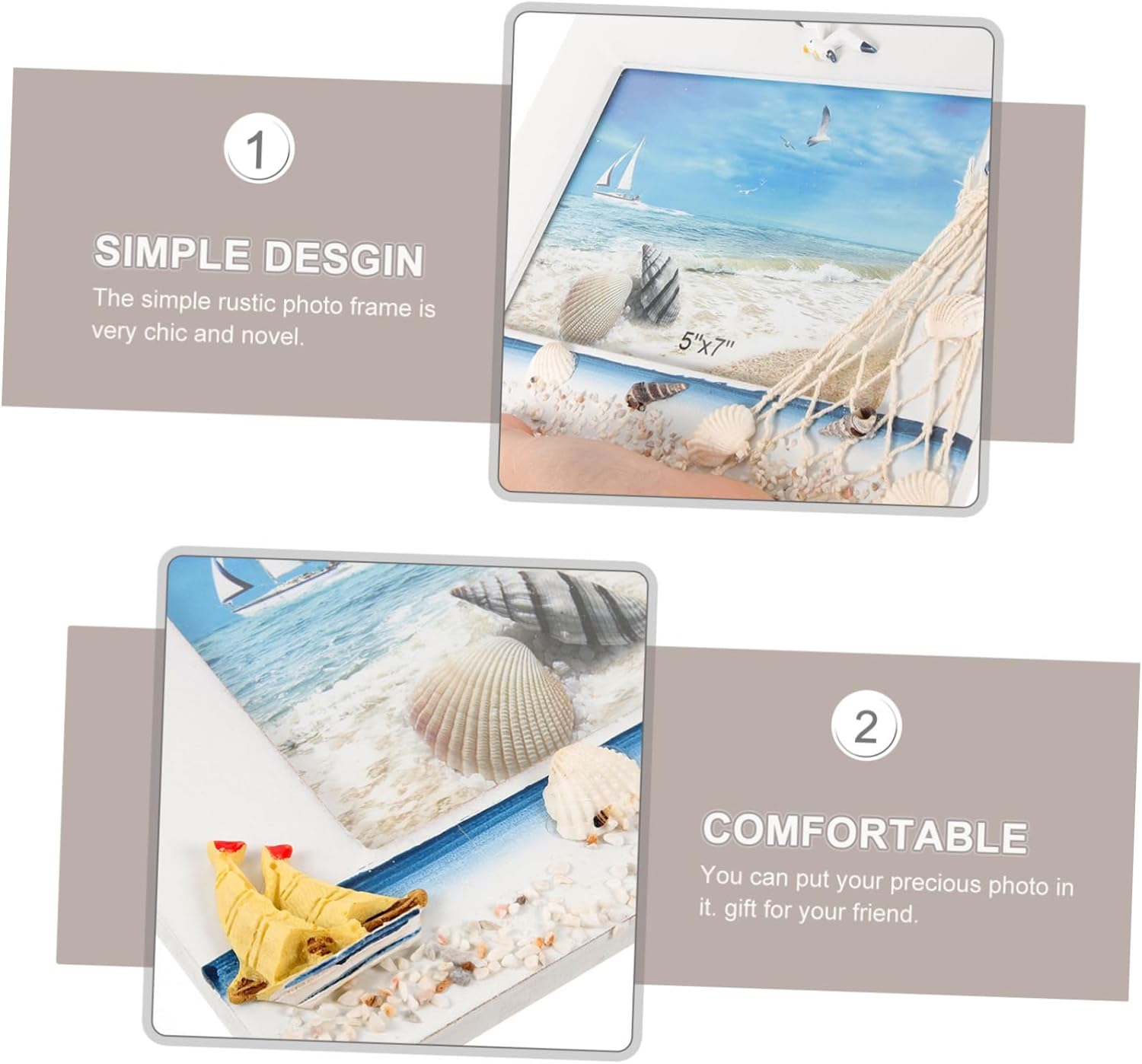 VOSAREA 4 Pcs Photo Frame Ocean Themed Picture Frames Beach Themed vosarea-4-pcs-photo-frame-ocean-themed-picture-frames-beach-themed
