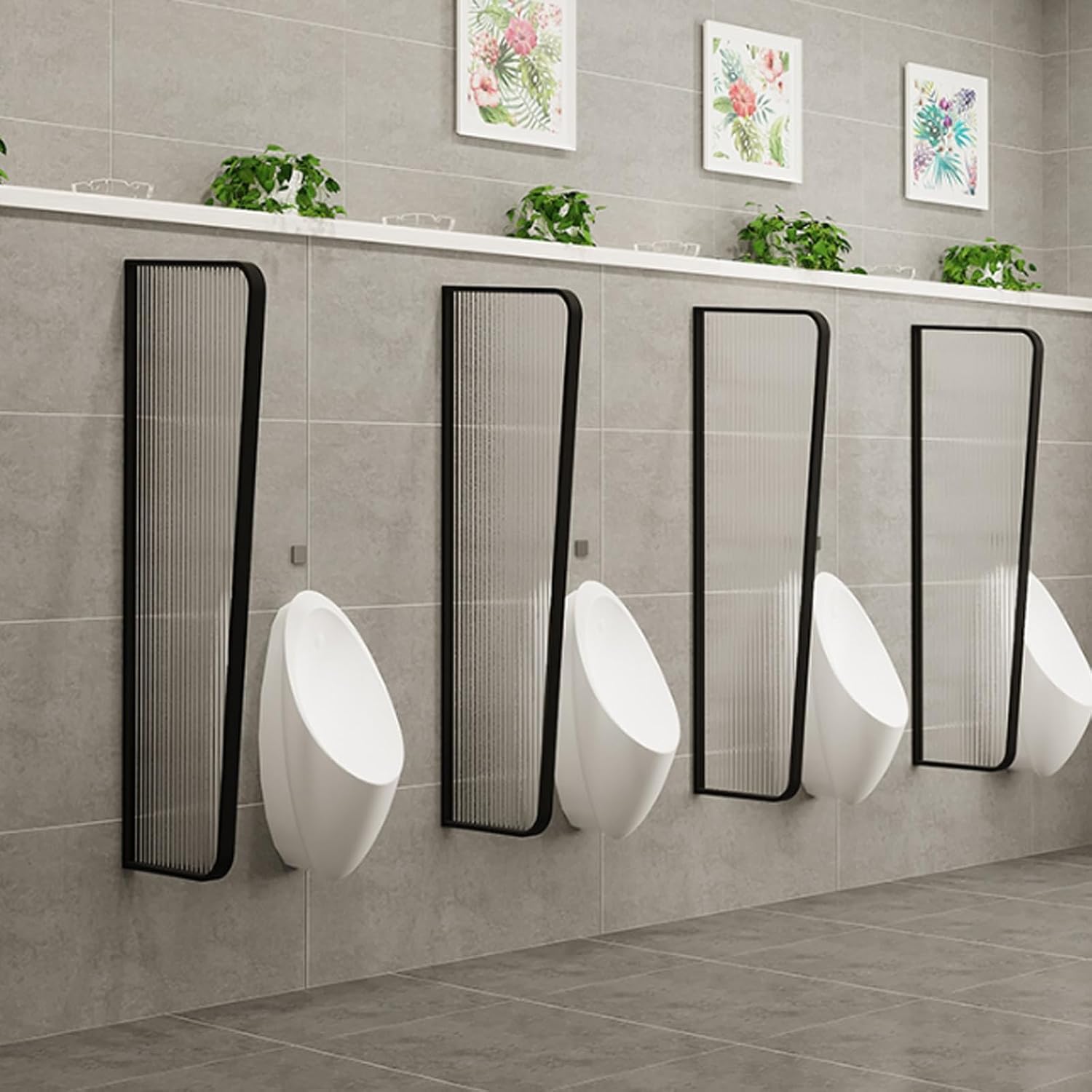 Amazon.com: Urinal Partition Divider with Stainless Steel Frame Men ...