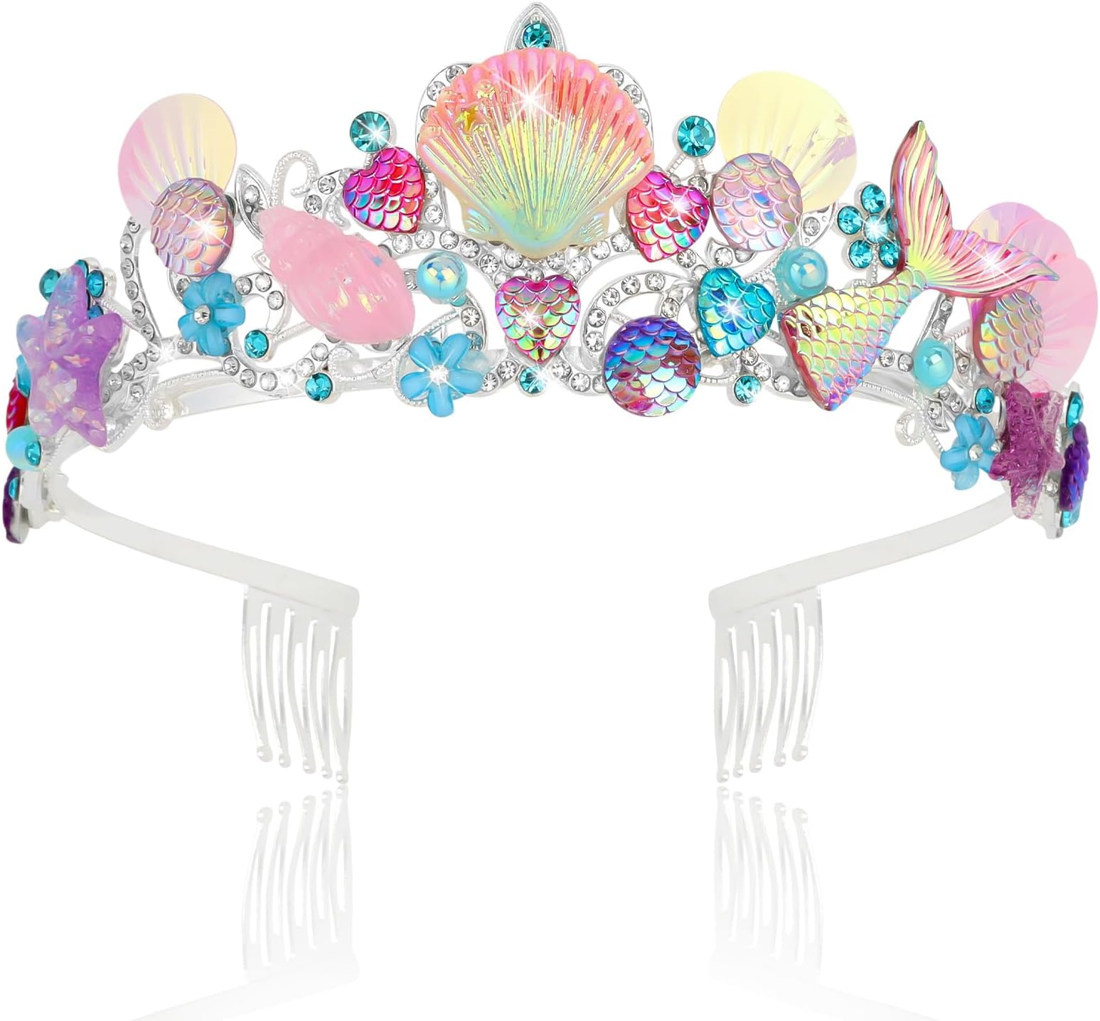 Amazon.com: CIEHER Mermaid Crown for Girls - Pink Headband, Seashell ...