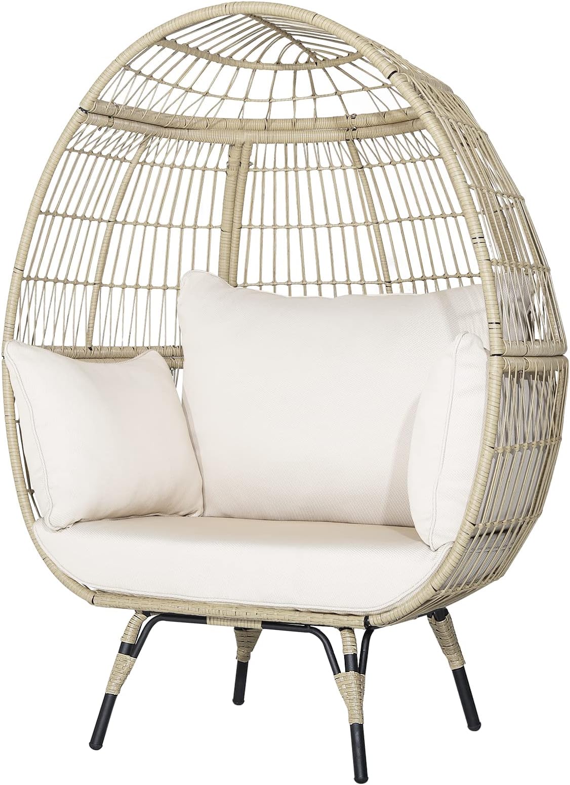 Outsunny Rattansessel, Rattan Korbsessel mit dickem Sitzkissen ...