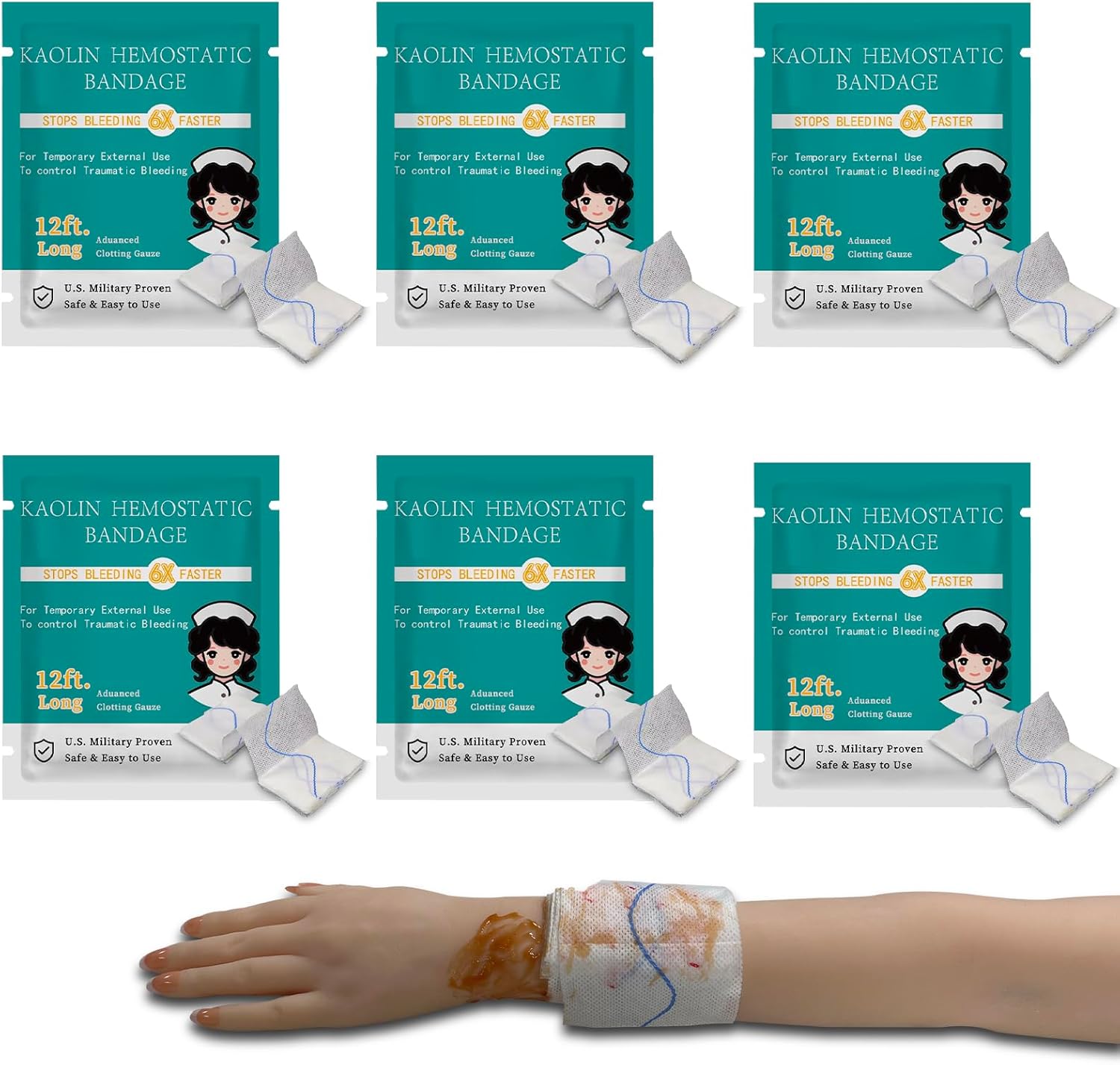 Quick Clot Gauze, First Aid Advanced Stop The Bleed Kit Combat Flexible ...