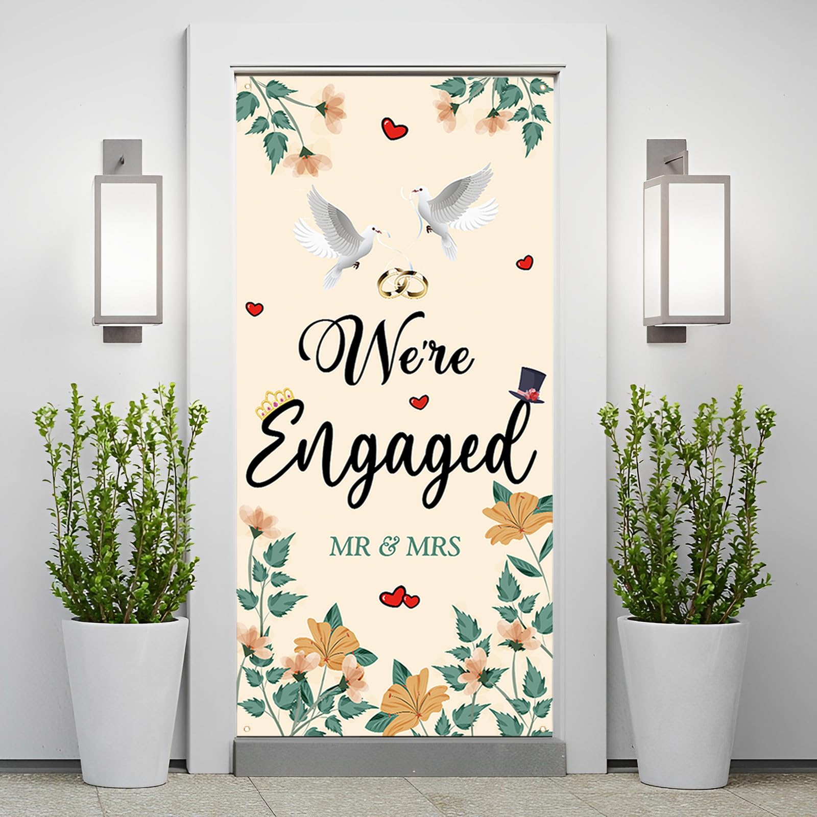 Amazon.com: Kimini-Ki We're Engaged Door Cover, Engagement Door Banner ...