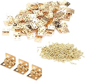 100pcs Mini Brass Hinges, 180 Degree Hinge with 400pcs Screws Tiny ...