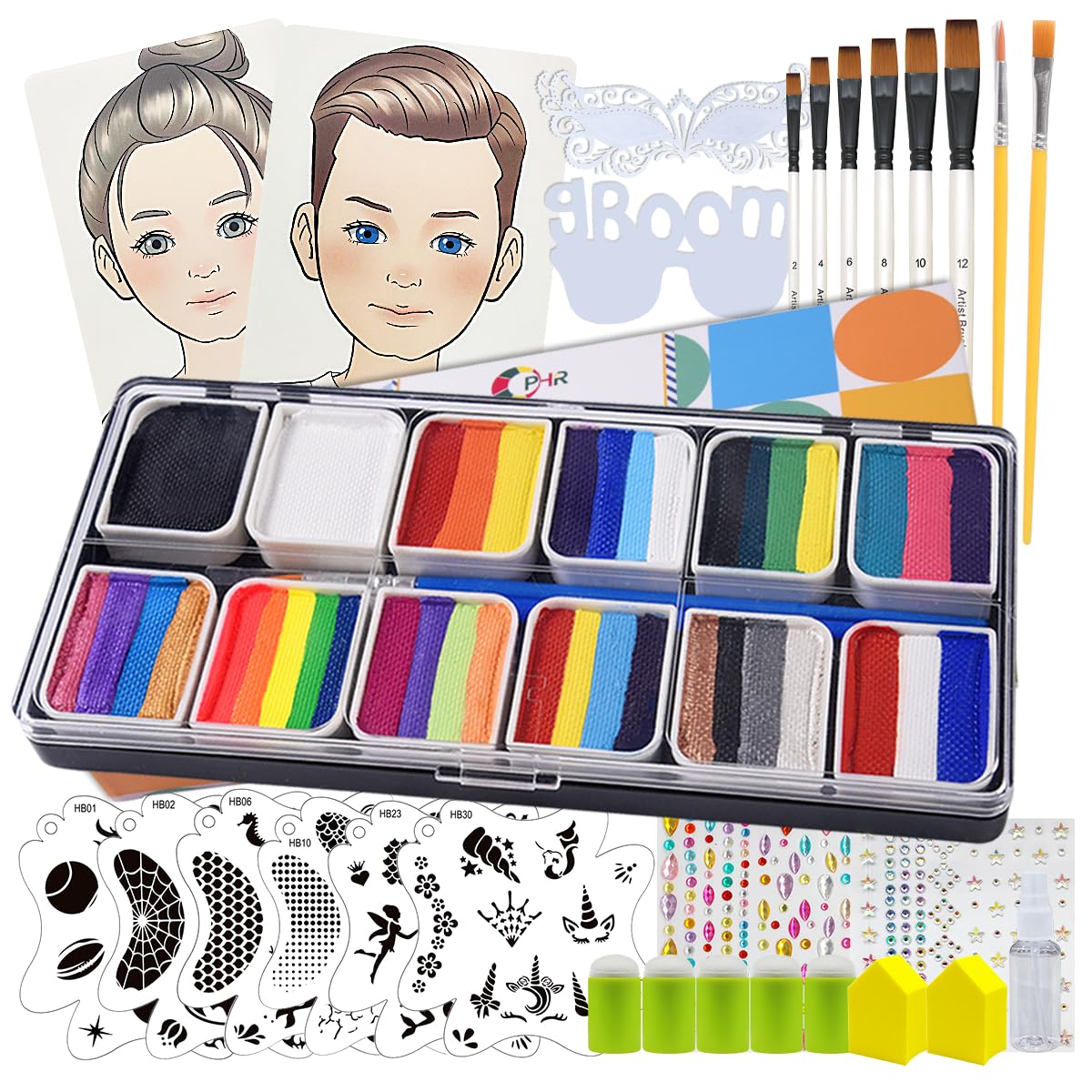 Amazon.com: OPHIR Rainbow Face Painting Kit for Kids Party, 5.14 OZ ...