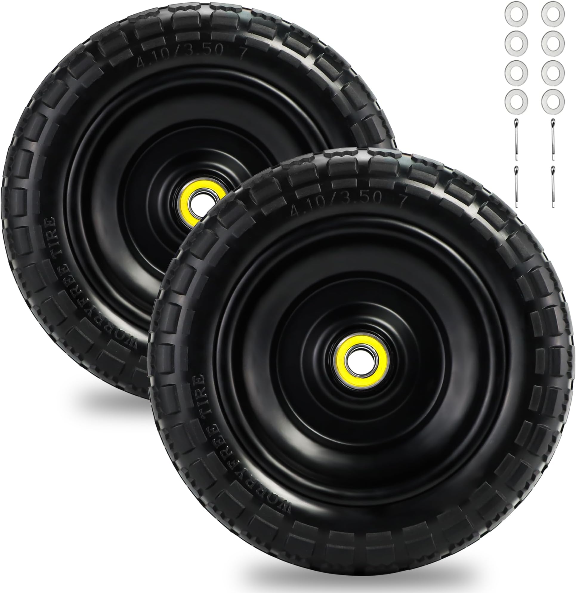 Amazon.com: LTNICER 4.10/3.50-4 Tire Wheels Flat Free 10" Heavy Duty ...