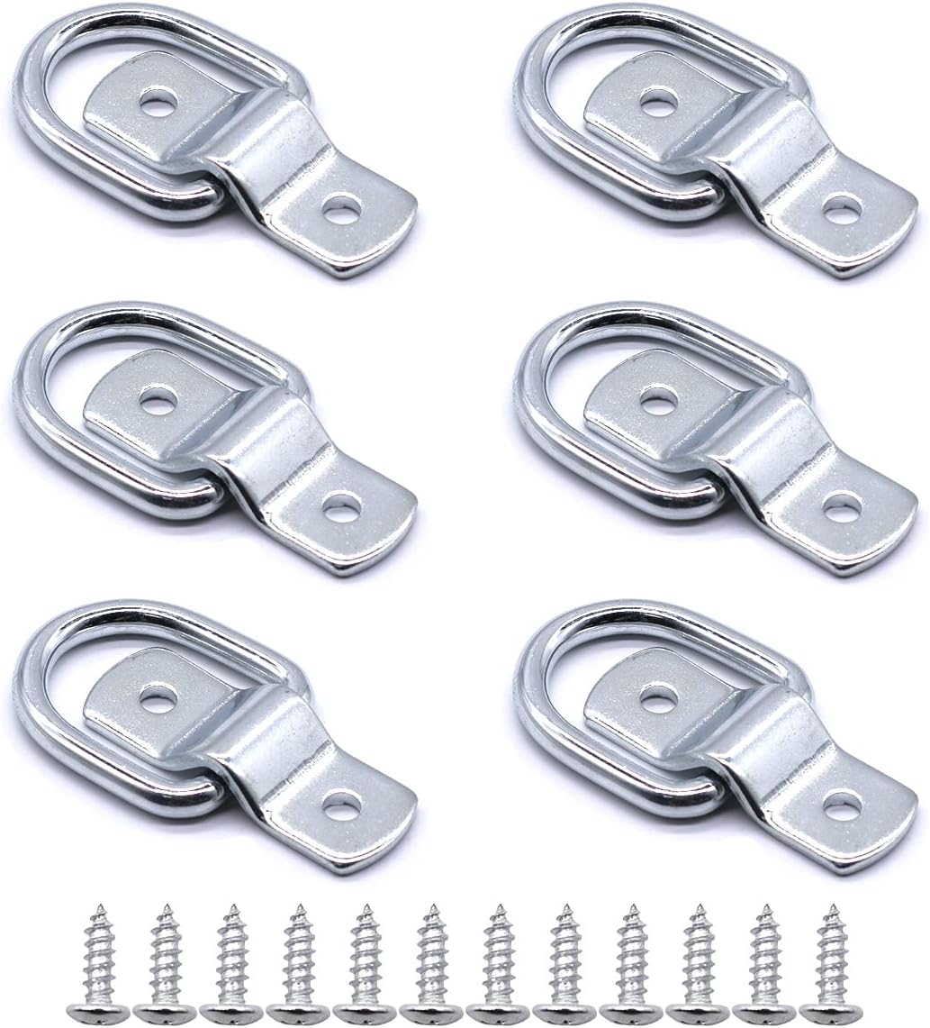 6 Pack D Ring Tie Downs, Stainless Steel Heavy Duty Lashing Rings with ...