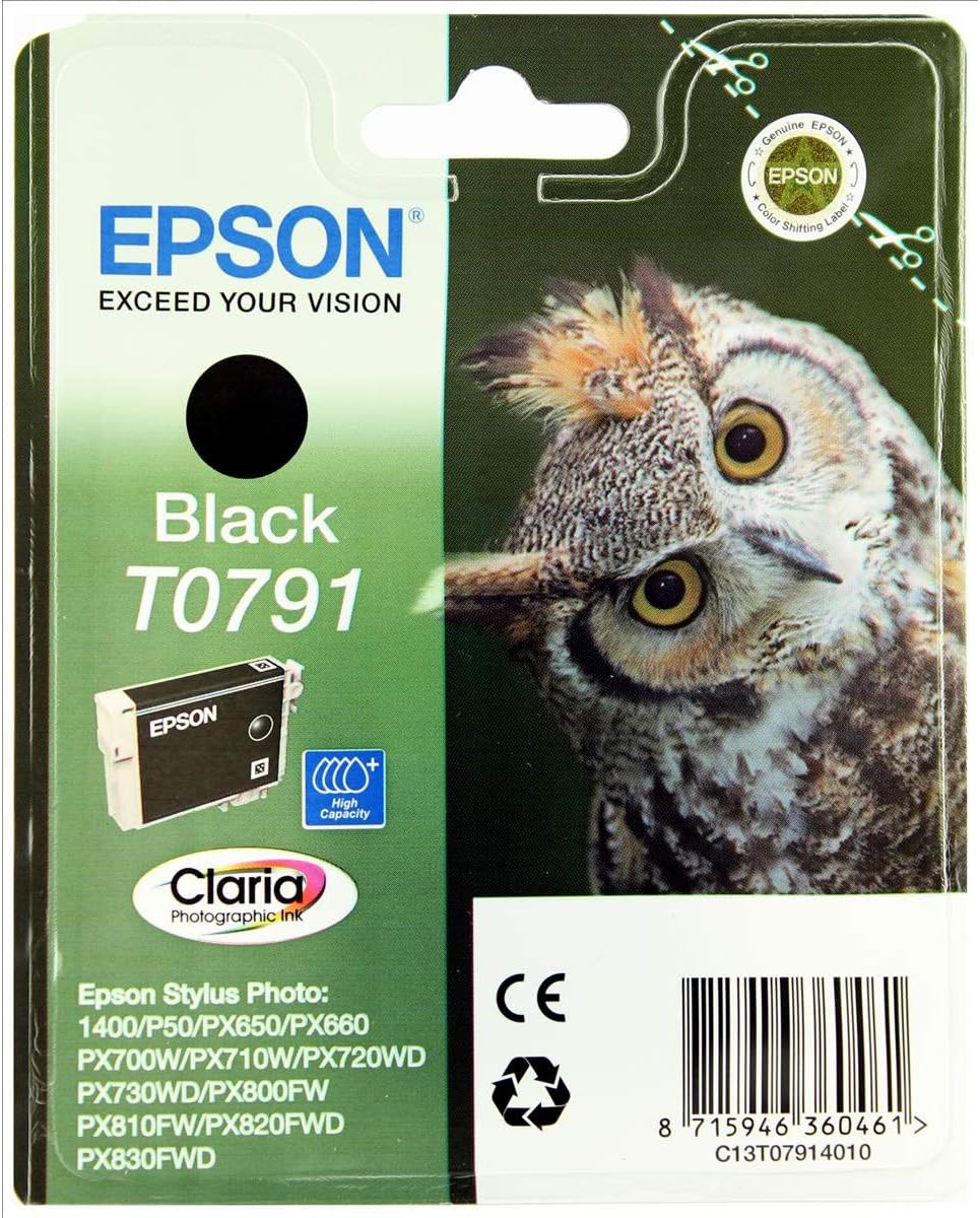 Epson Original T0791 Ink Cartrdge for Stylus Photo 1400 (Owl), Black ...