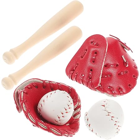 Amazon.com: Toyvian 2 Sets of Miniature Baseball Bat Glove and Ball ...