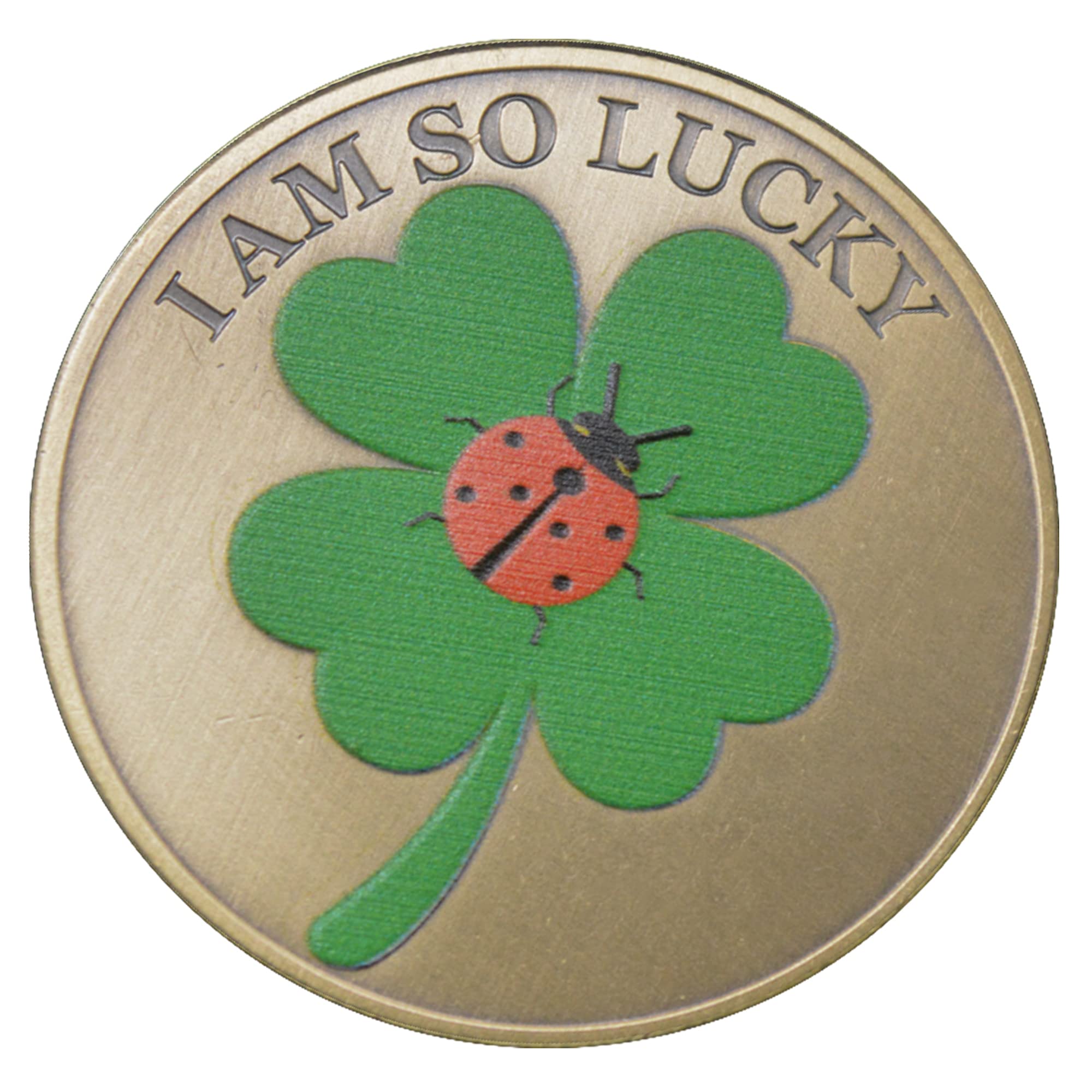 Amazon.com: Lucky Charm for Good Fortune - Brass Coin with Four-Leaf ...